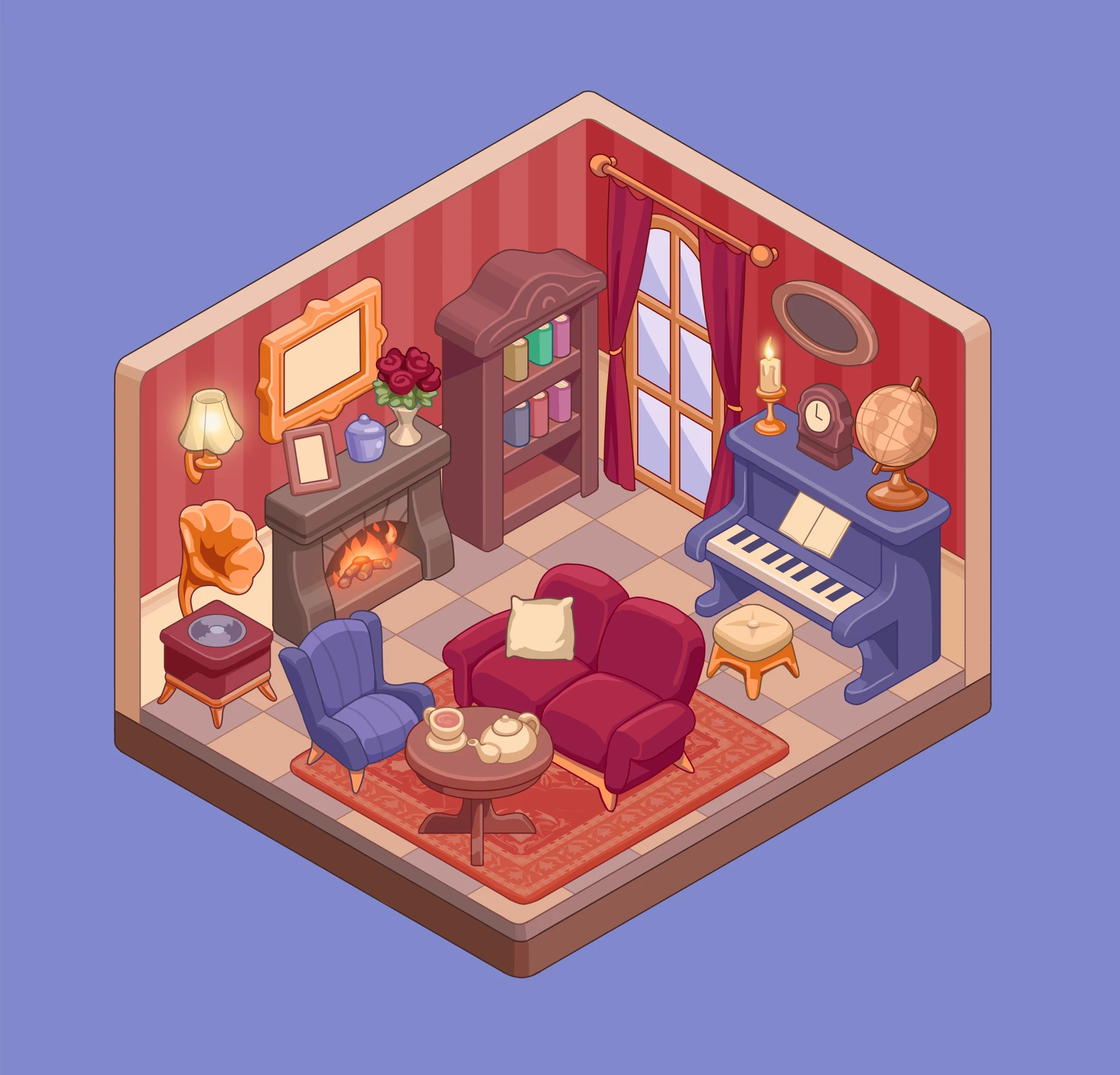 ArtStation - Mansion Room Isometric
