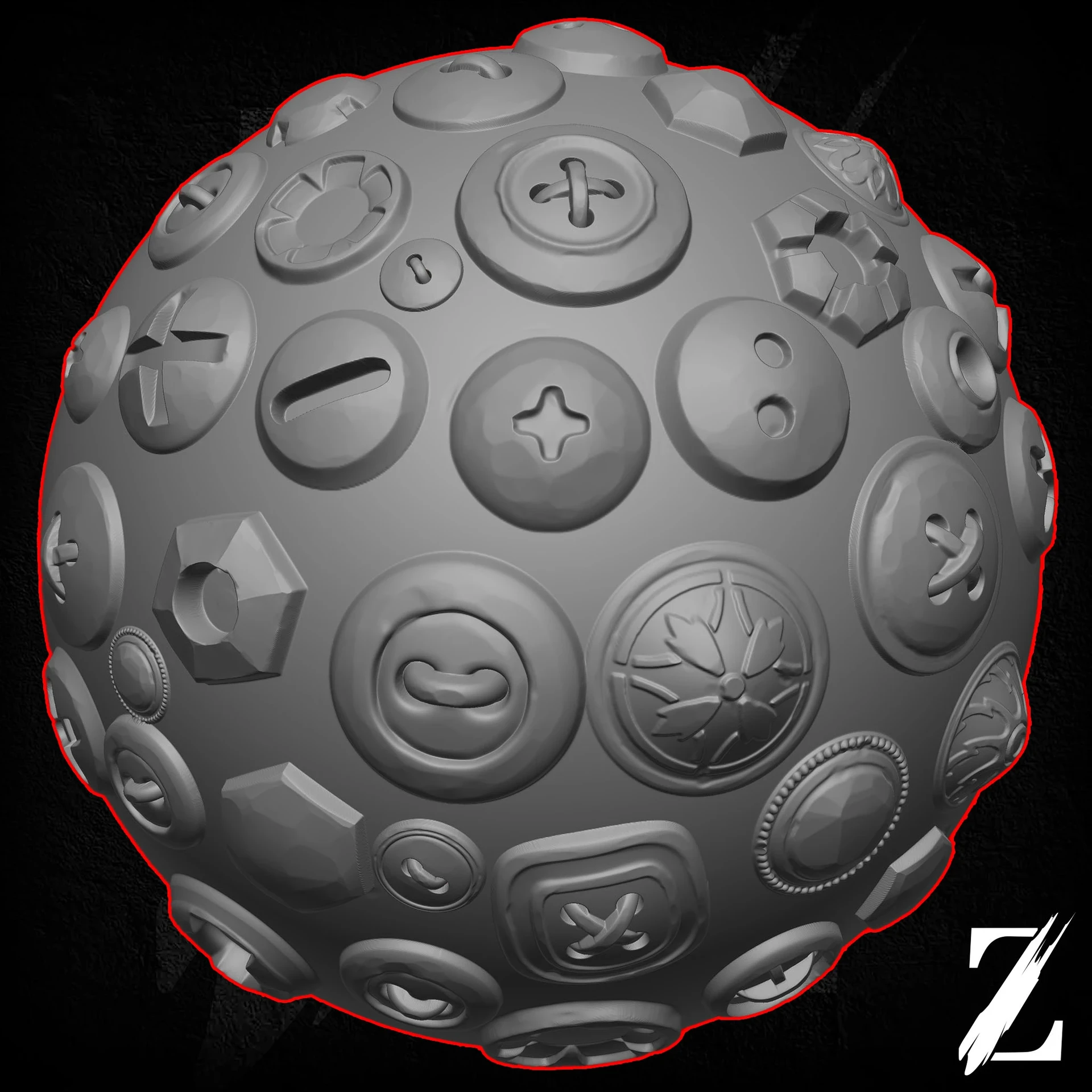 ArtStation - 40 Stylized Buttons Brushes For ZBrush (VDM Brush + Alpha ...