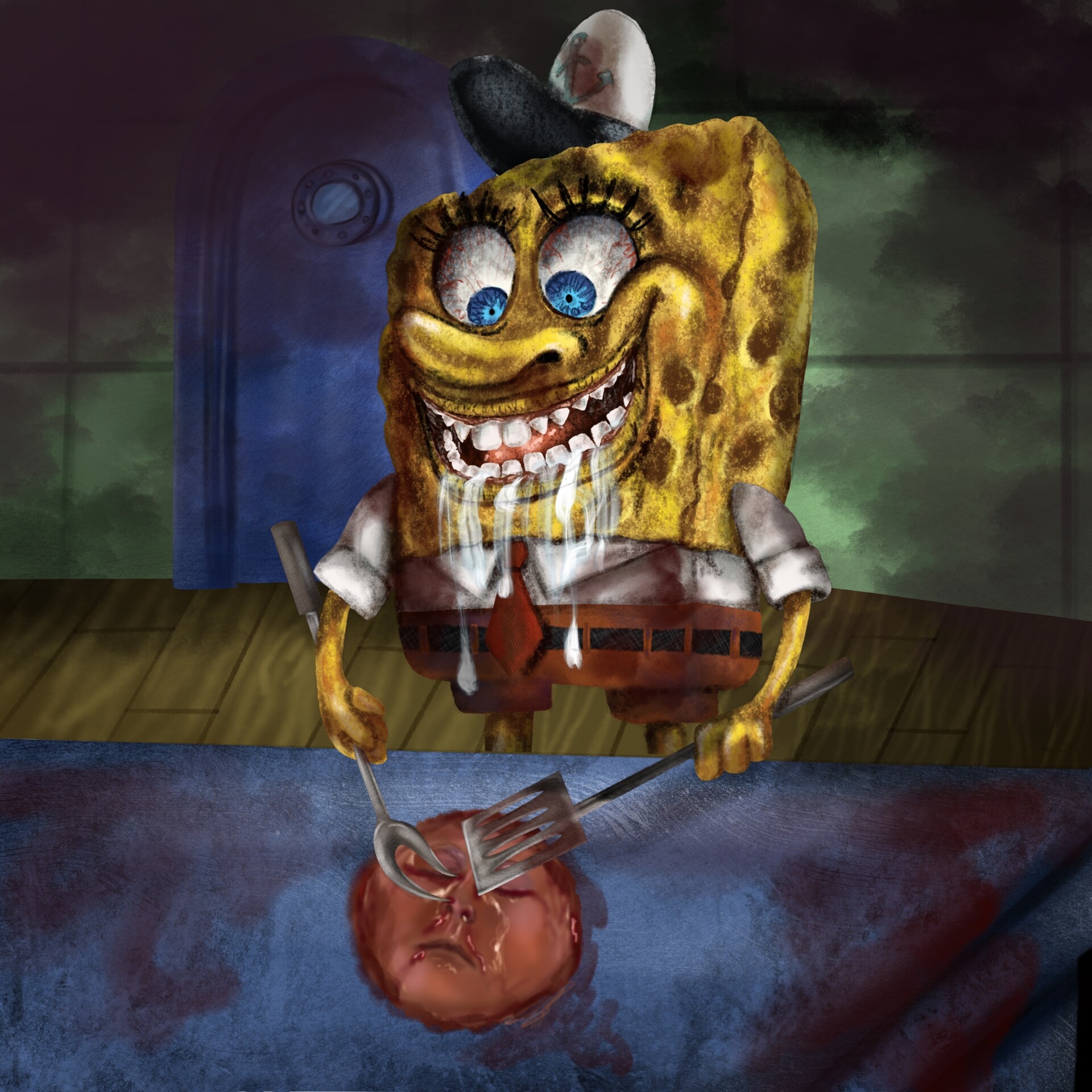 ArtStation - Scary sponge bob art