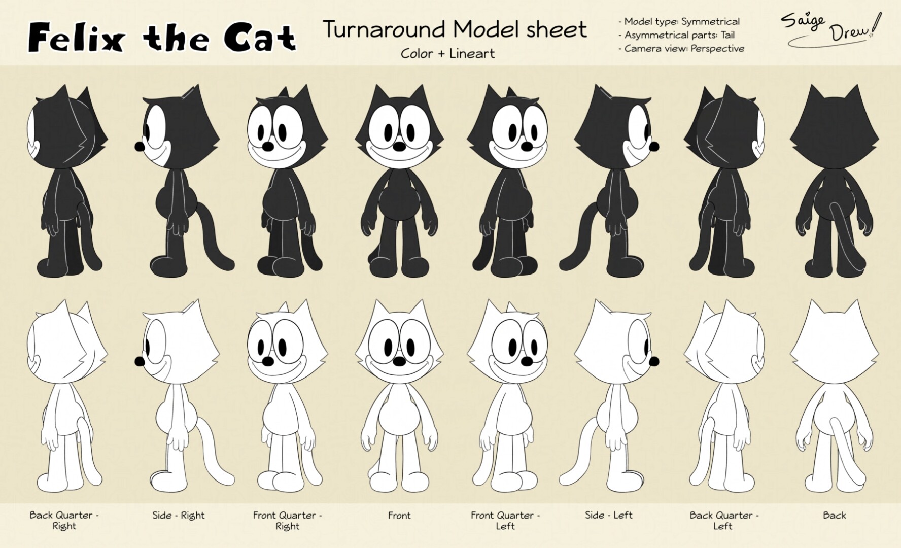 ArtStation - Felix the Cat Turnaround Model Sheet