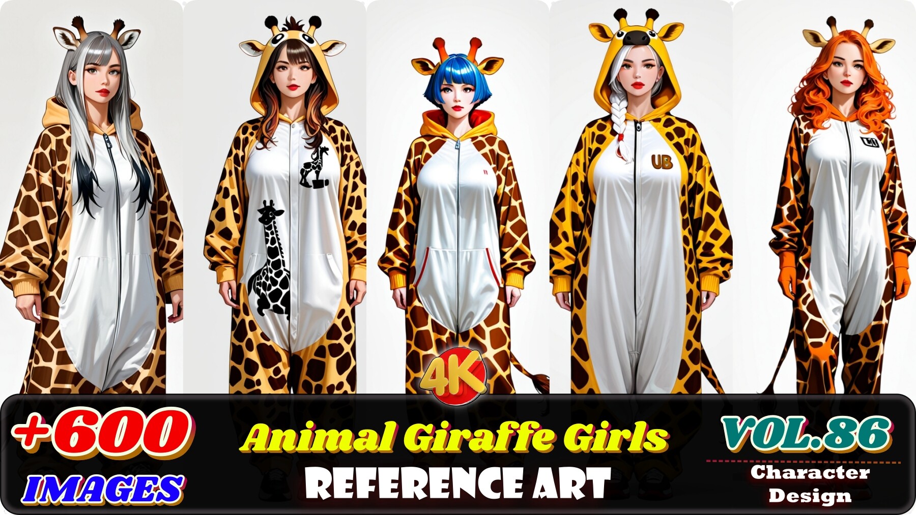 ArtStation - +600 Animal Style Giraffe Girls 4K | Reference Character ...