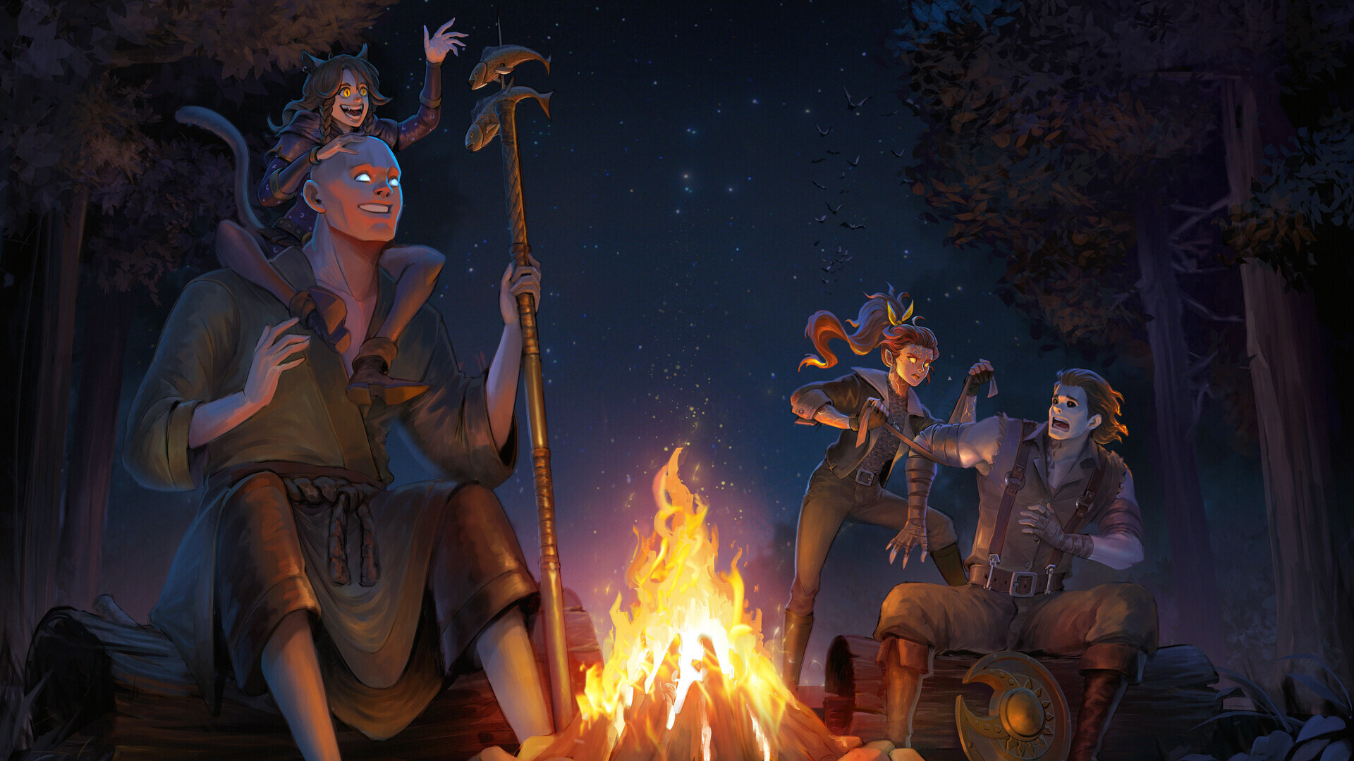 ArtStation - D&D - Campfire shenanigans
