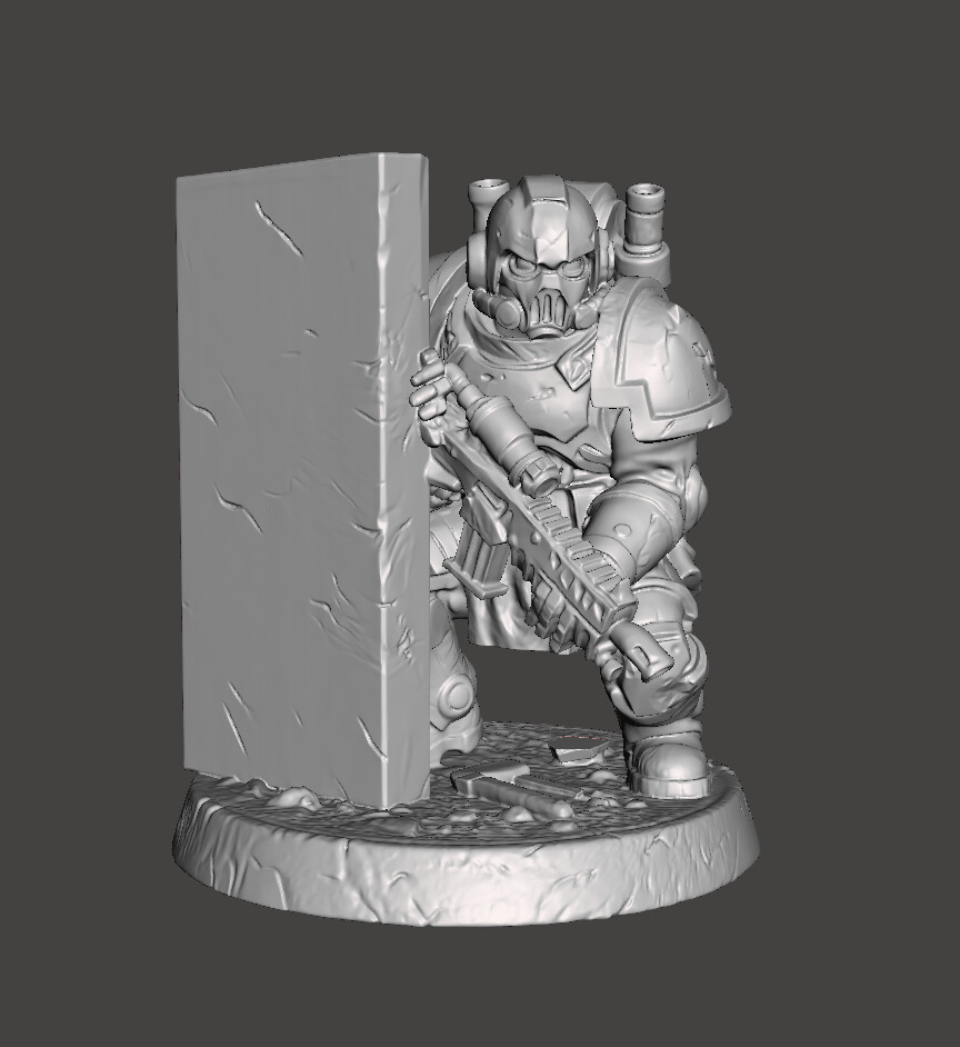 ArtStation - Power-Armored Cover Trooper – Crouched Sci-Fi Soldier with ...