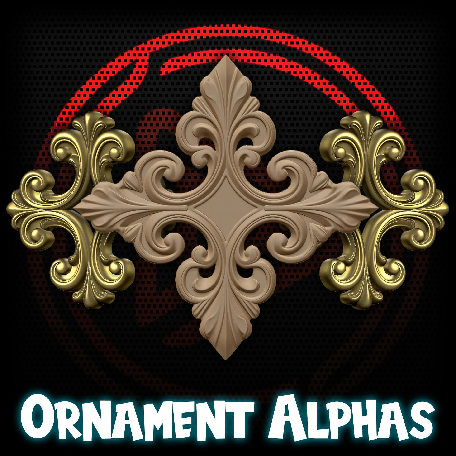 ArtStation - 30 High-Quality Ornament Alphas (PSD + 4K PNG) | Vol 23