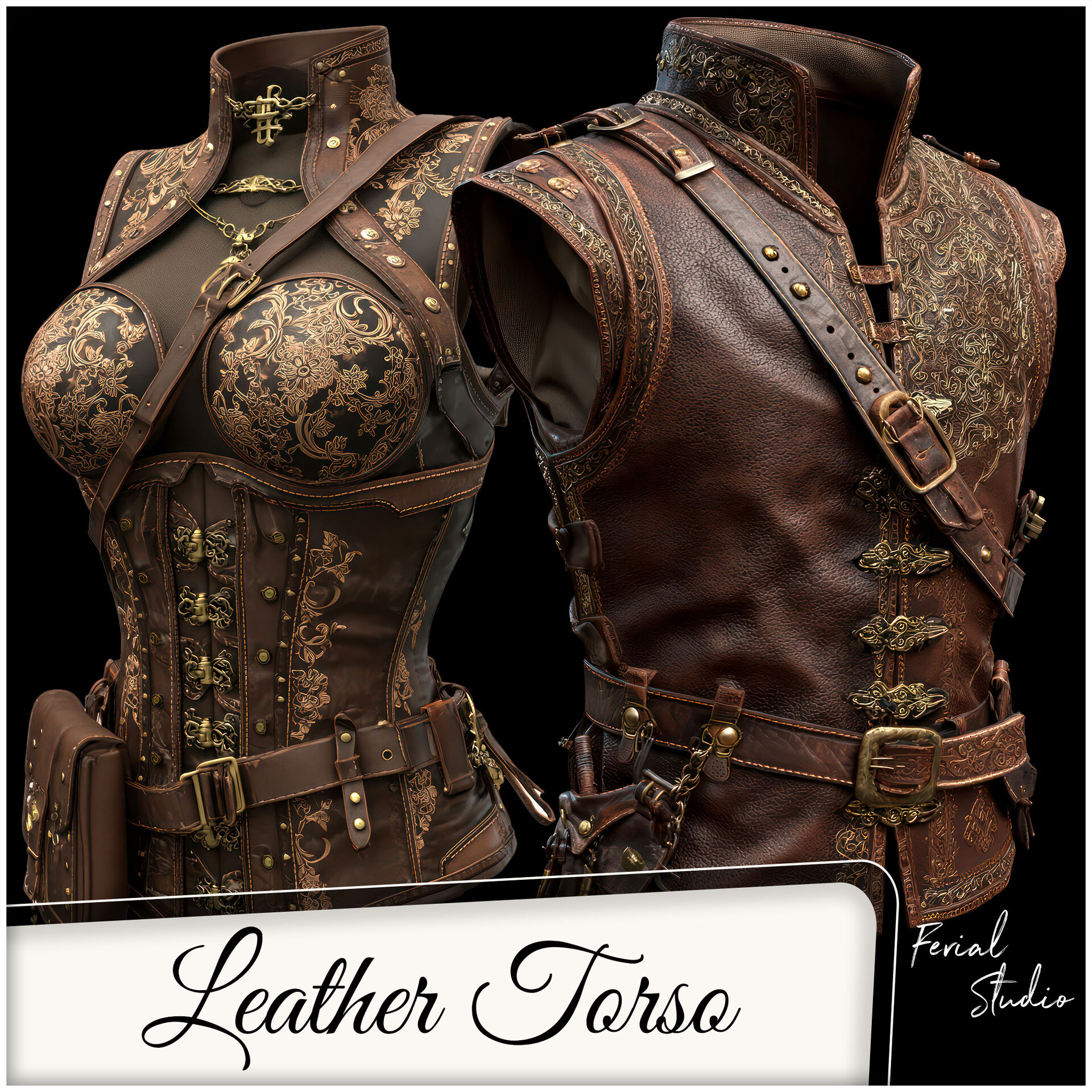 Ferial Studio - 🔹230 Leather Torso - Outfit Reference Image Pack v.5 |4K|