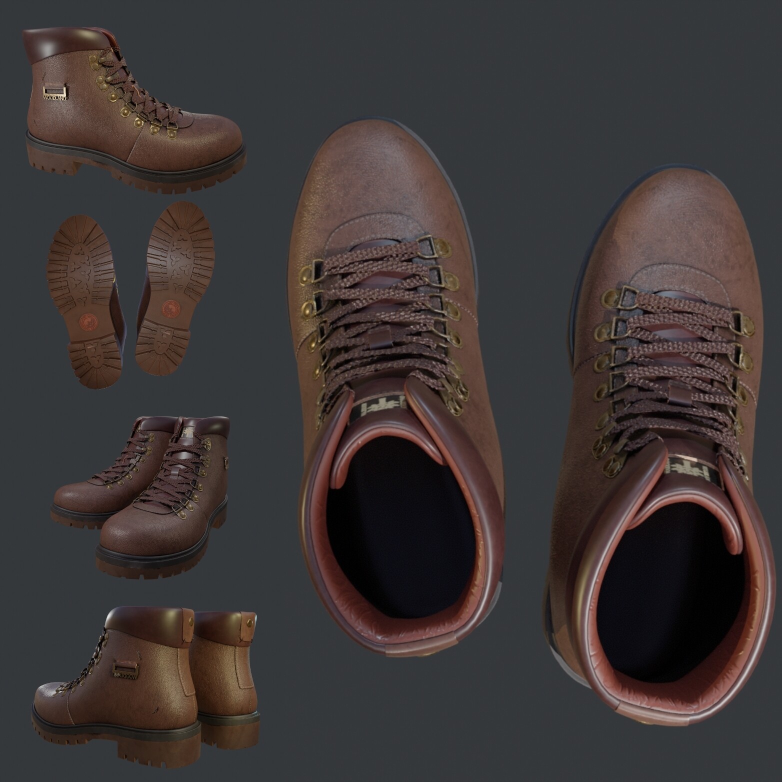 ArtStation - Woodland Leather Boots- Realistic Texturing