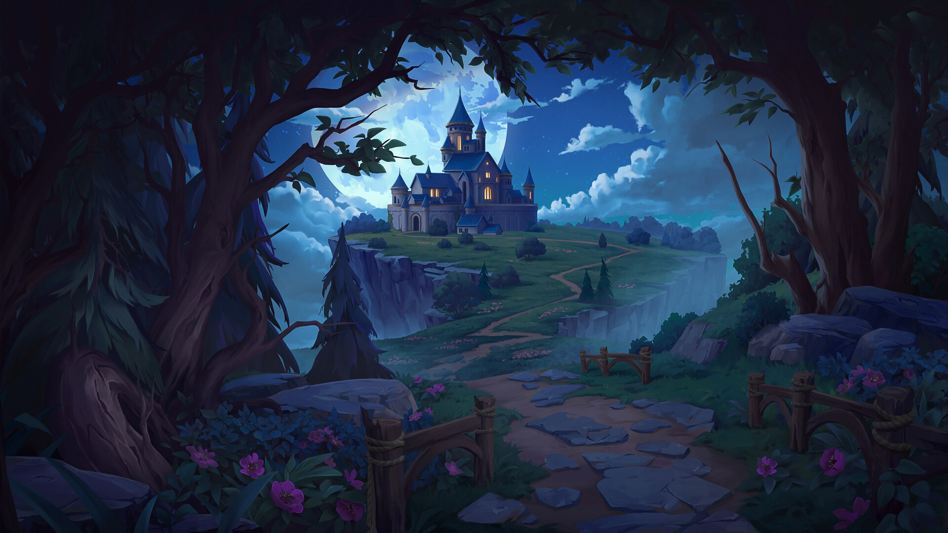 ArtStation - Moon over the castle