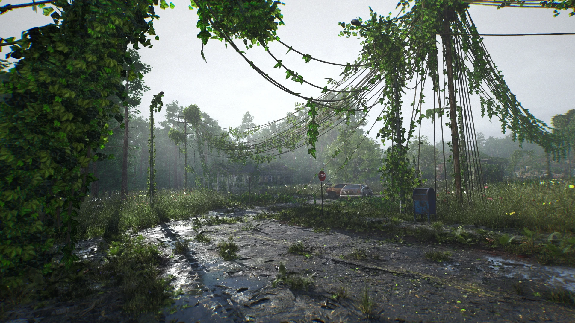 overgrown post apocalyptic forest