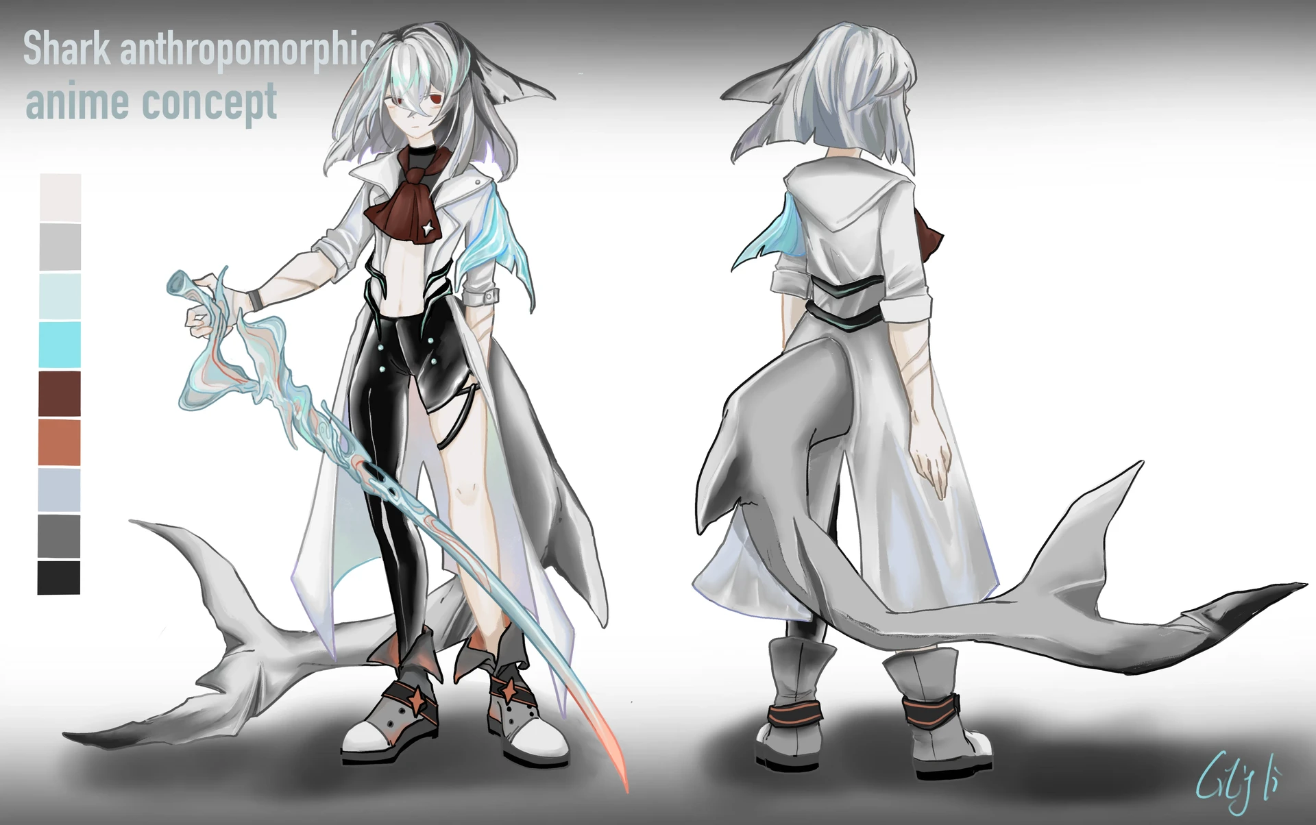 ArtStation - Shark anthropomorphic anime concept art