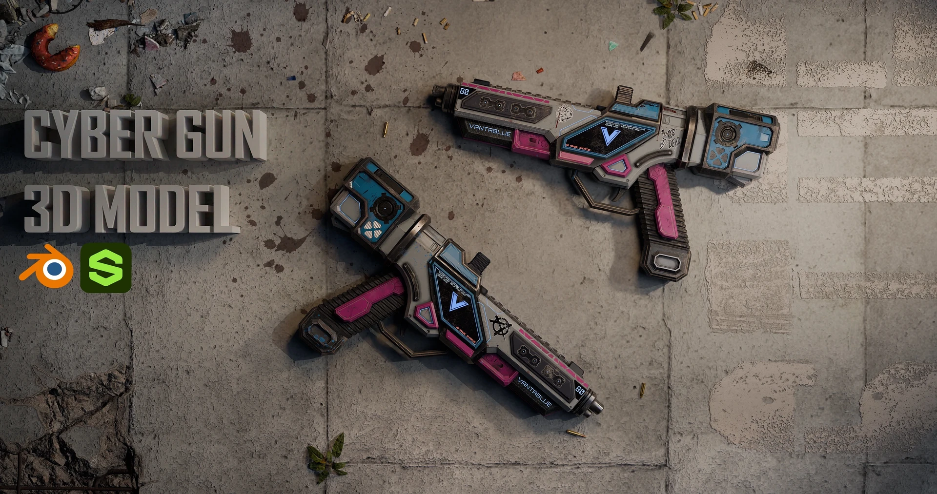 ArtStation - CYBERPUNK inspired gun 3D model