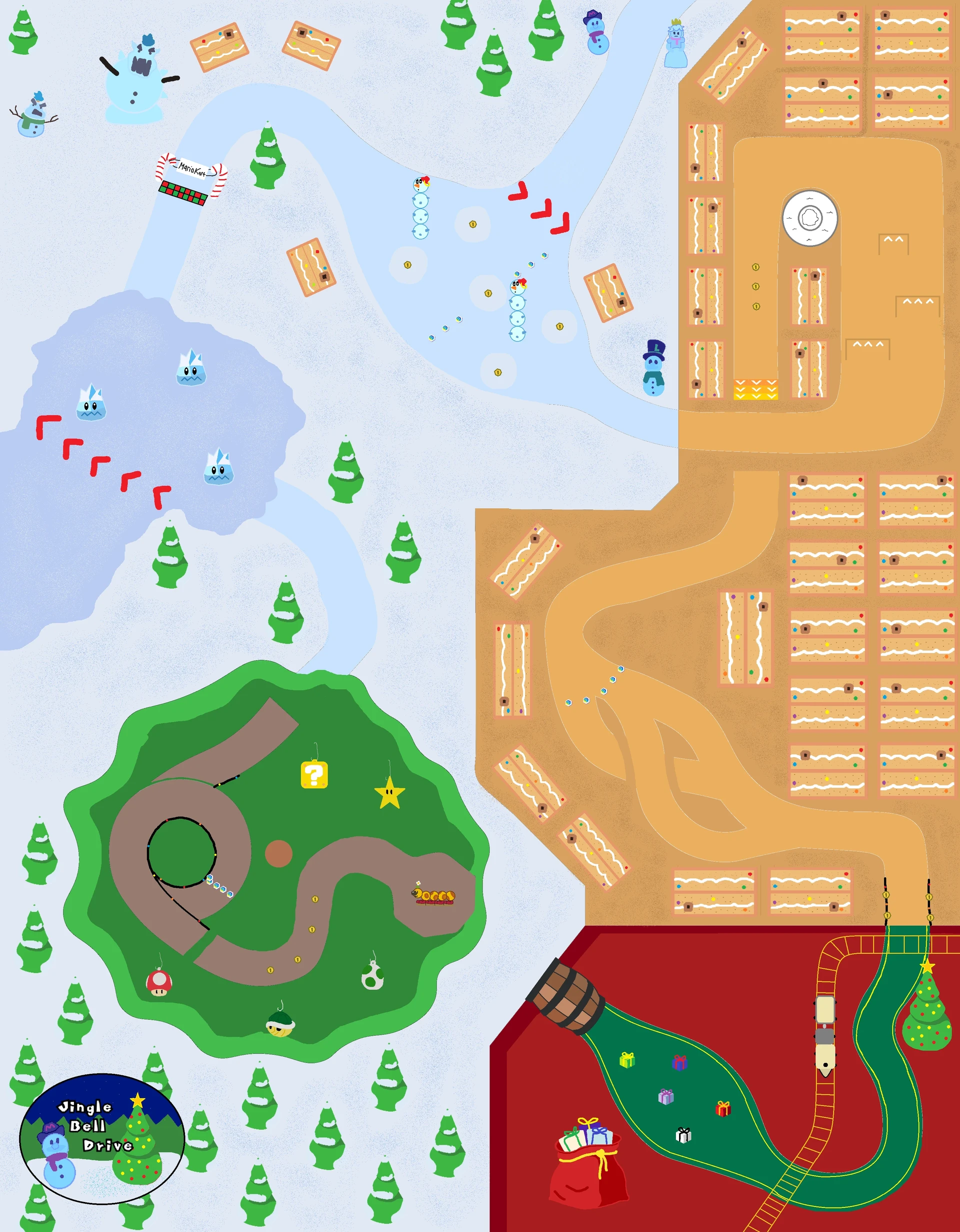 ArtStation - Mario Kart Track Concept: Jingle Bell Drive