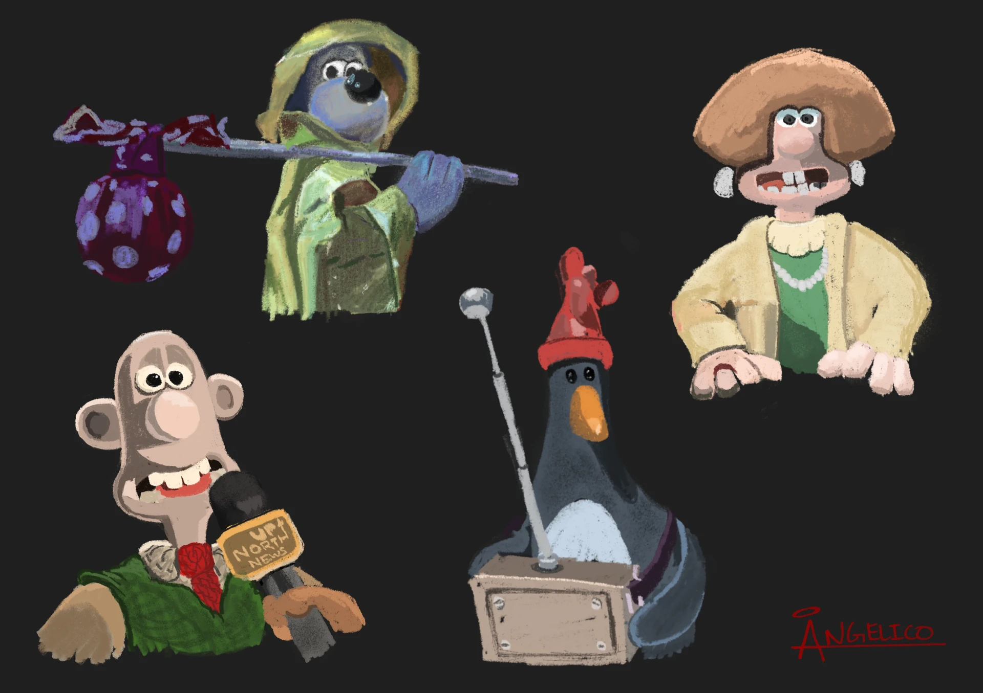 ArtStation - Wallace and Gromit Practice Digital Paintings