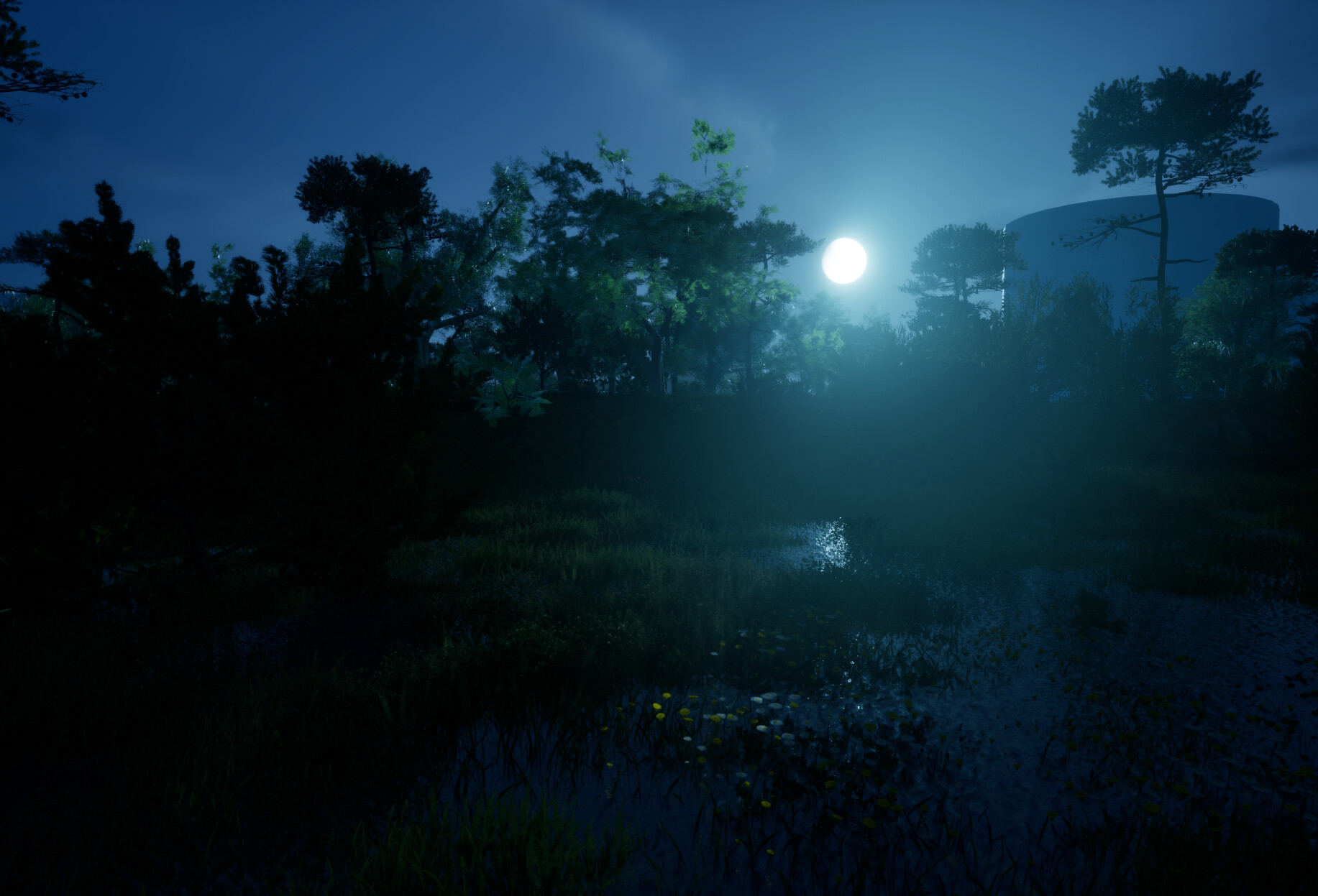 ArtStation - Prototype night time swamp