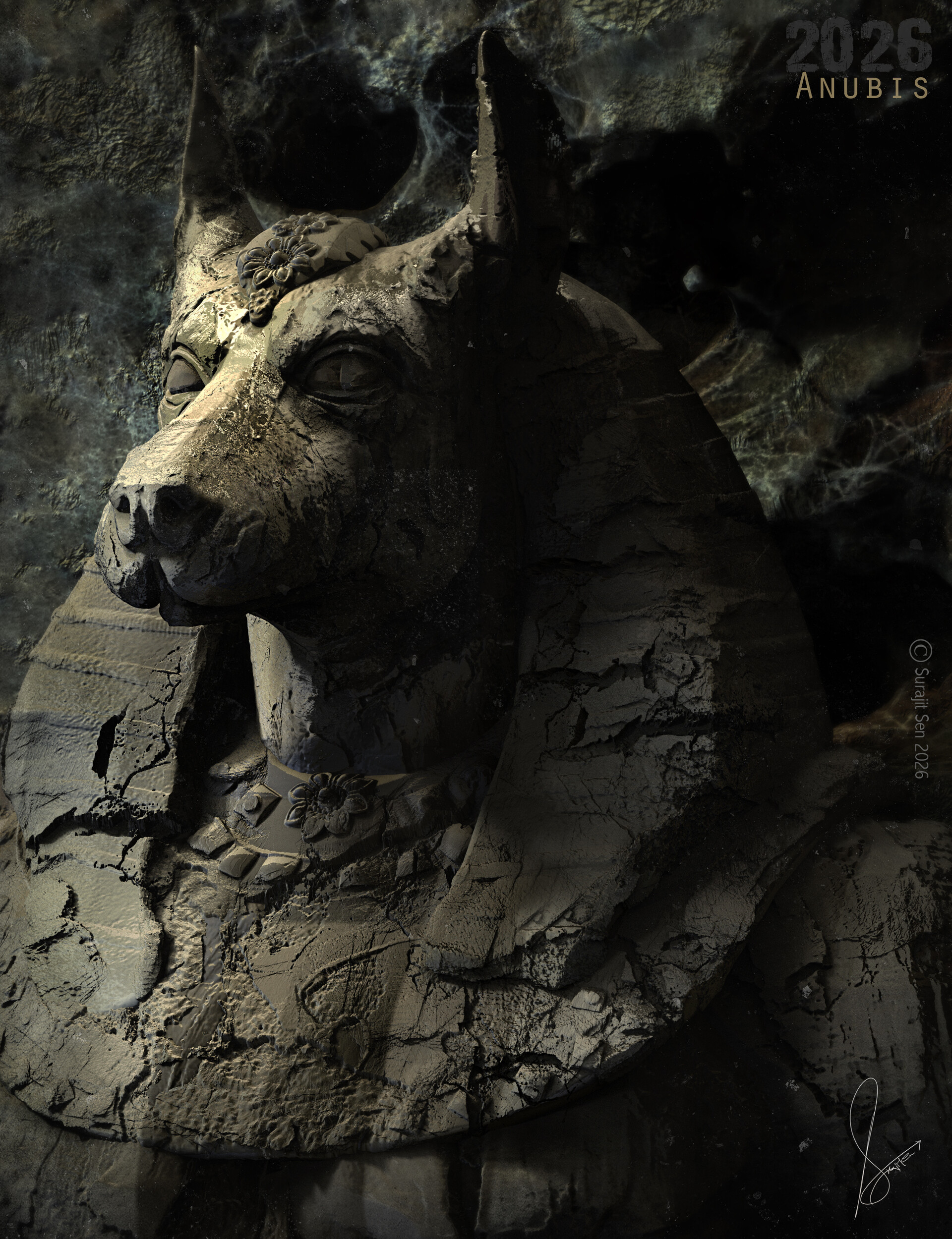ArtStation - Anubis the God of Death –Digital Sculpture by Surajit Sen