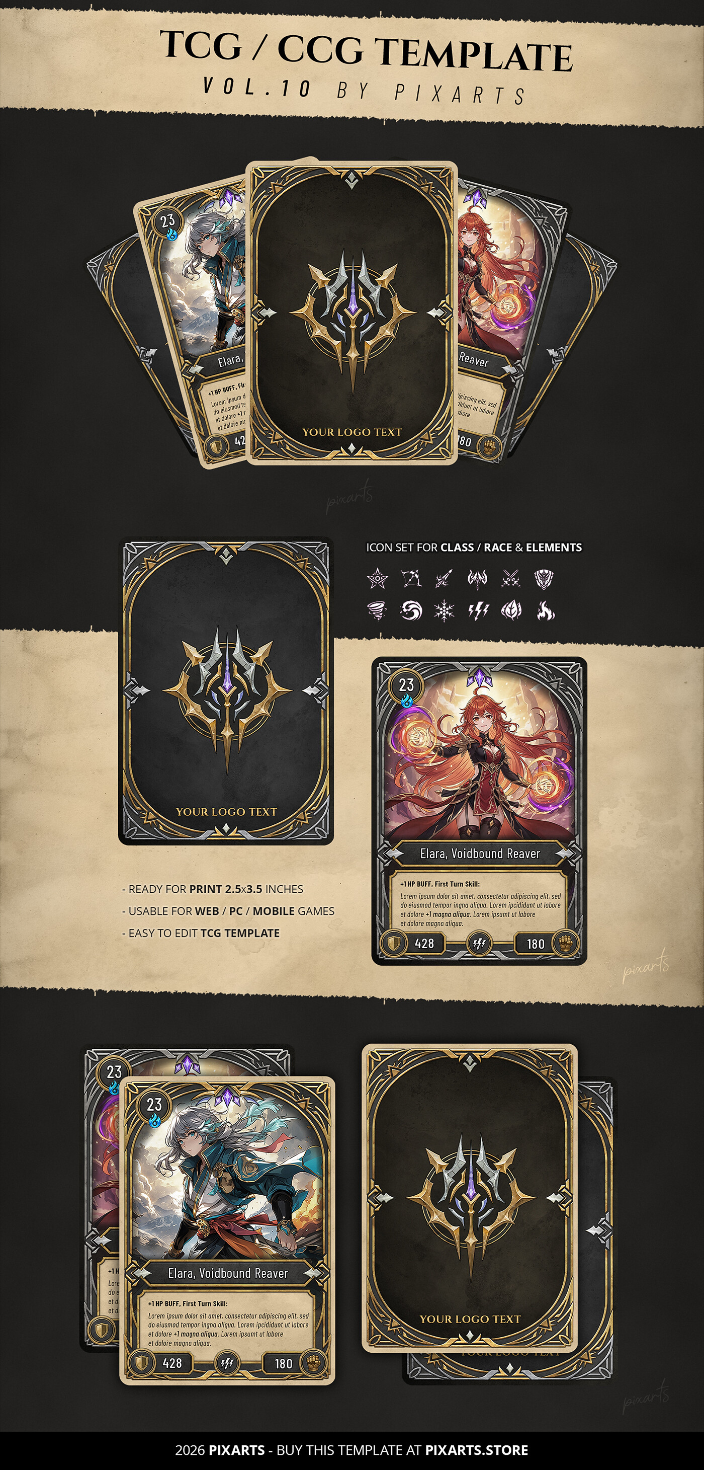 ArtStation - Trading Card Game (TCG/CCG) Fantasy & Royal Template (2 ...