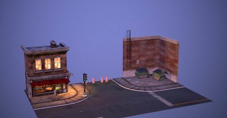 ArtStation - Street scene - Low poly