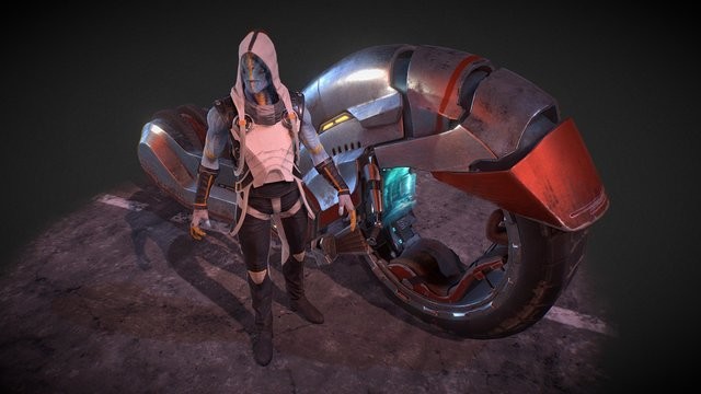 ArtStation - Alien and Motorcycle - 3D Gameart