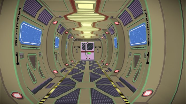 ArtStation - Sci fi pixel Corridor Time Lapse