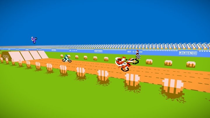 ArtStation - Excite Bike - track 1 - NES fan art