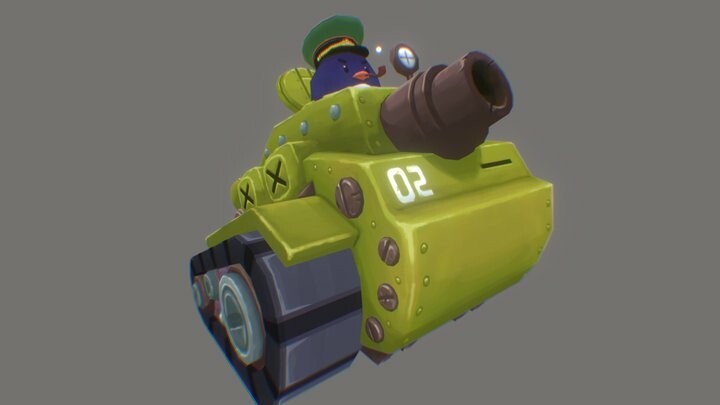 ArtStation - Low Poly Toon Tank with Penguin General