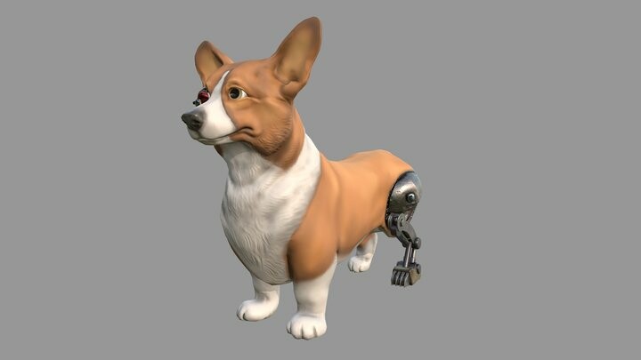 ArtStation - E7710-T Cyborg Corgi Character WIP