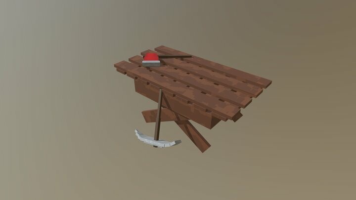 ArtStation - Pickaxe + Axe on a bench [CraftStudio]