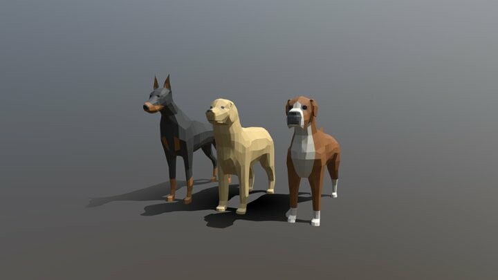 ArtStation - Low Poly Cartoon Dog Pack 3D Model Collection