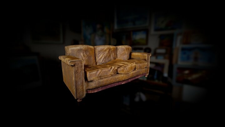 ArtStation - Old Worn Leather Sofa - Practice.