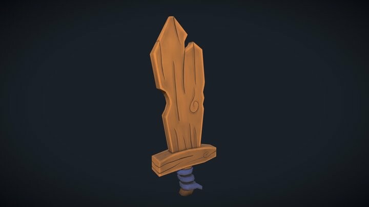ArtStation - Hand-painted Wooden Sword