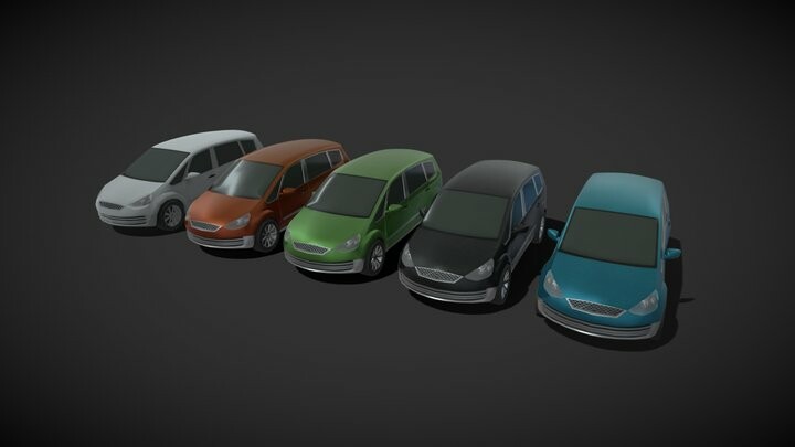ArtStation - Minivan Car Generic Lowpoly 3D Model