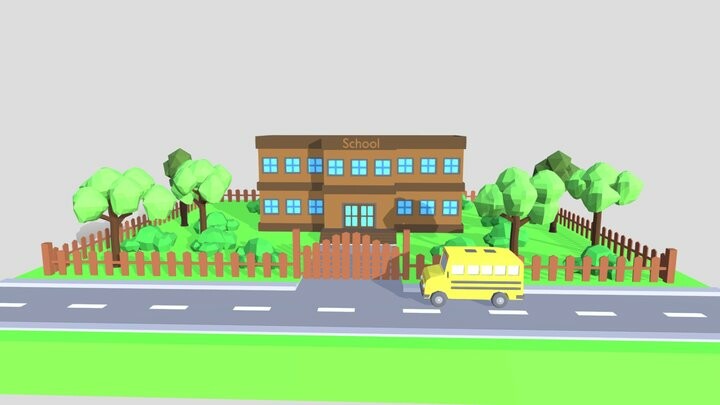 ArtStation - Low Poly Cartoon School Scene
