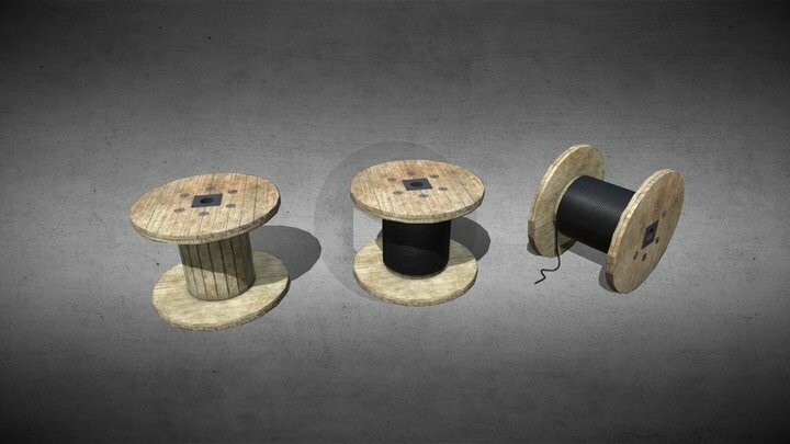 ArtStation - Wooden Cable Drum - Game Asset