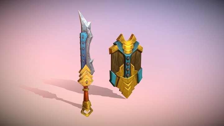 ArtStation - Stylized Sword & Shield