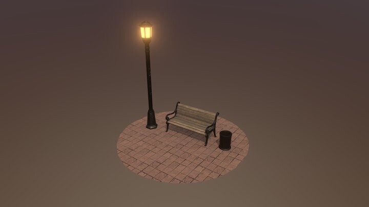 ArtStation - Park bench scene