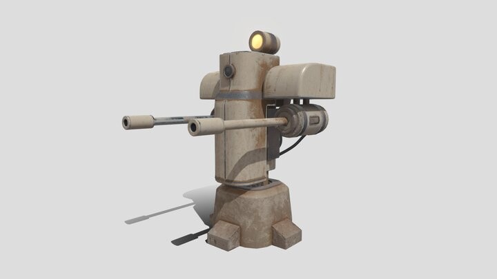 ArtStation - Stylized Gun Turret Equipped With Searchlight