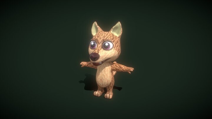 ArtStation - Cartoon Red Wolf 3D Model