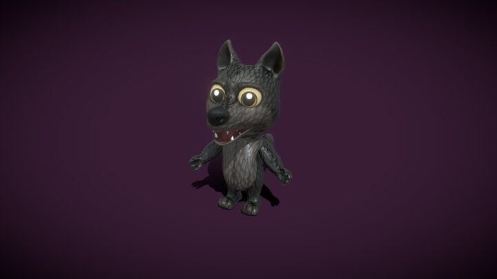 ArtStation - Cartoon Black Wolf Animated 3D Model