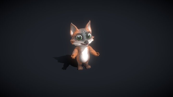 ArtStation - Cartoon Grey Fox Animated 3D Model