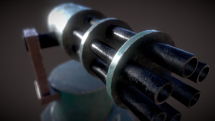 ArtStation - Gatling Gun Turret low poly