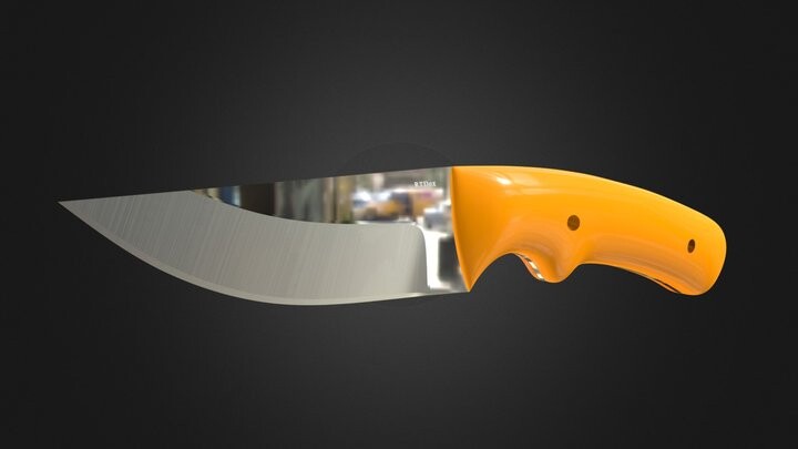 ArtStation - Knife with orange handle - stainless steel - melee hand weapon