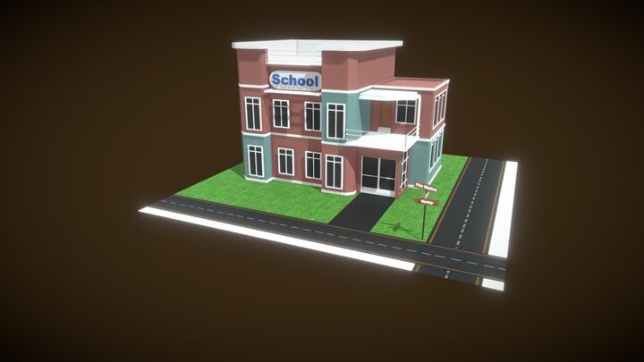 ArtStation - Low Poly School Building