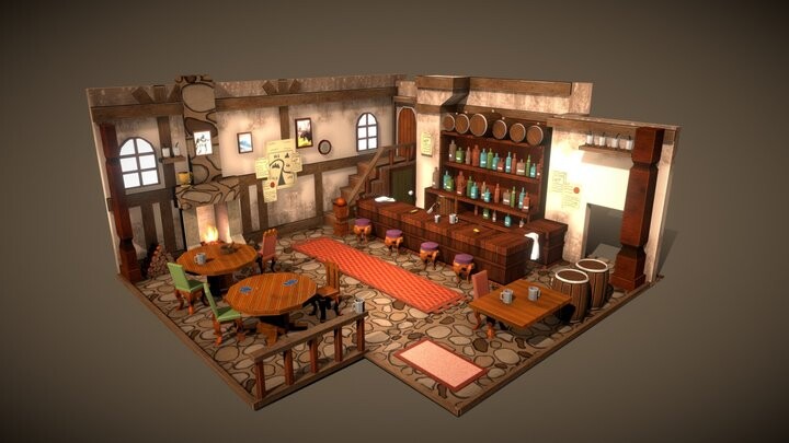 ArtStation - CA2_Room_Model_Tavern