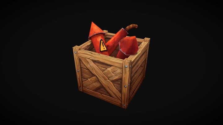 ArtStation - Fireworks in Wooden Crate Stylized