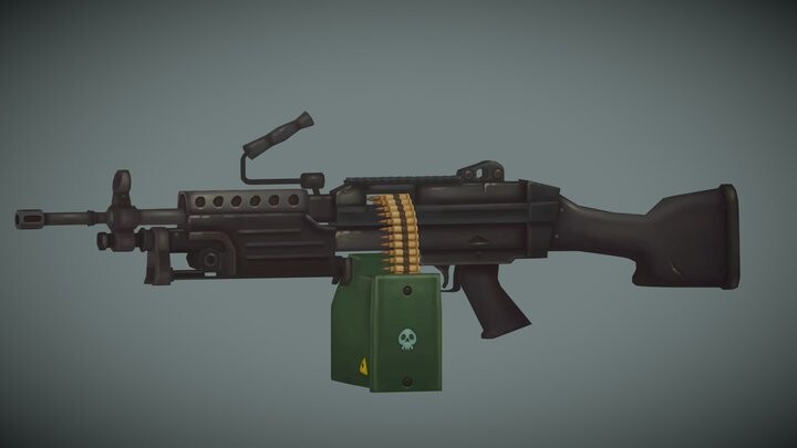 ArtStation - Low poly hand painted stylized M249
