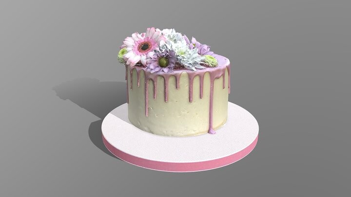 ArtStation - Spring Flowers Drip Cake