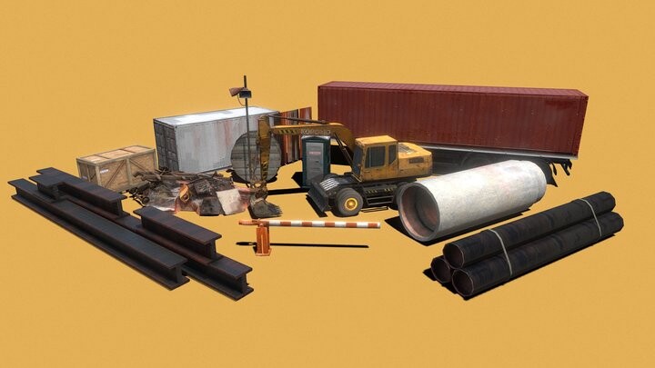 Daniel Zhabotinsky - Construction Site - Low poly prop set