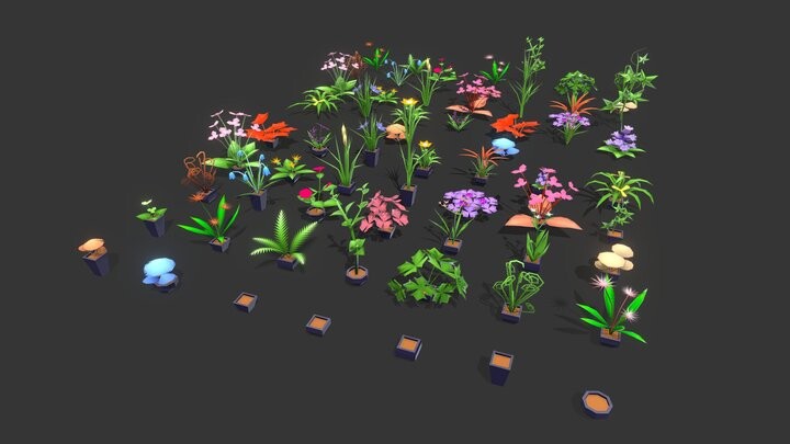 ArtStation - Stylize Low Poly Plants and Flowers Pack