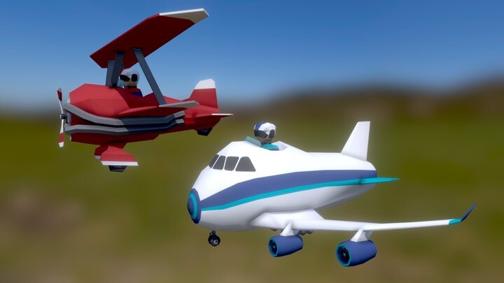 ArtStation - Two low-poly planes, for games...