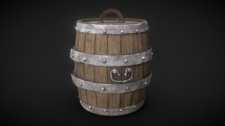 ArtStation - wood barrel