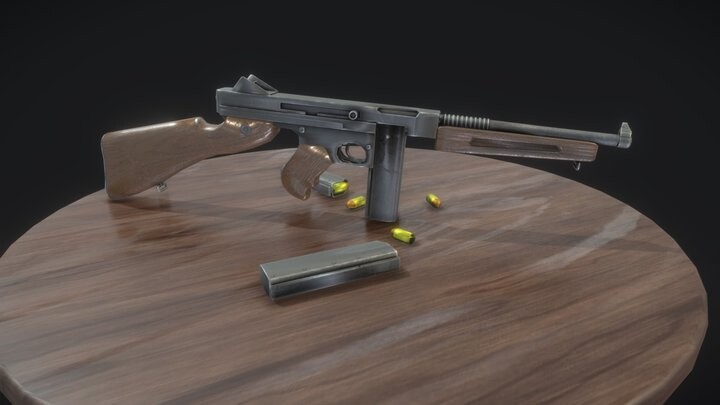 ArtStation - Thompson Submachine Gun Game Ready Model